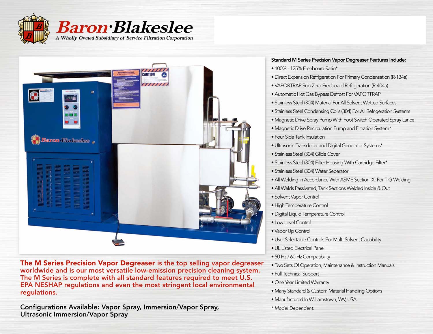 The M Series Precision Vapor Degreaser - Baron Blakeslee - Micro-Power ...